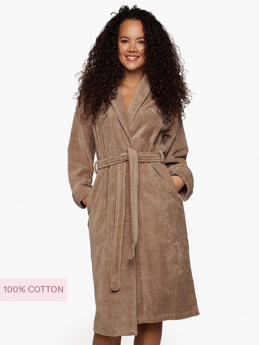 Badjas Katoen Taupe – Le Olive