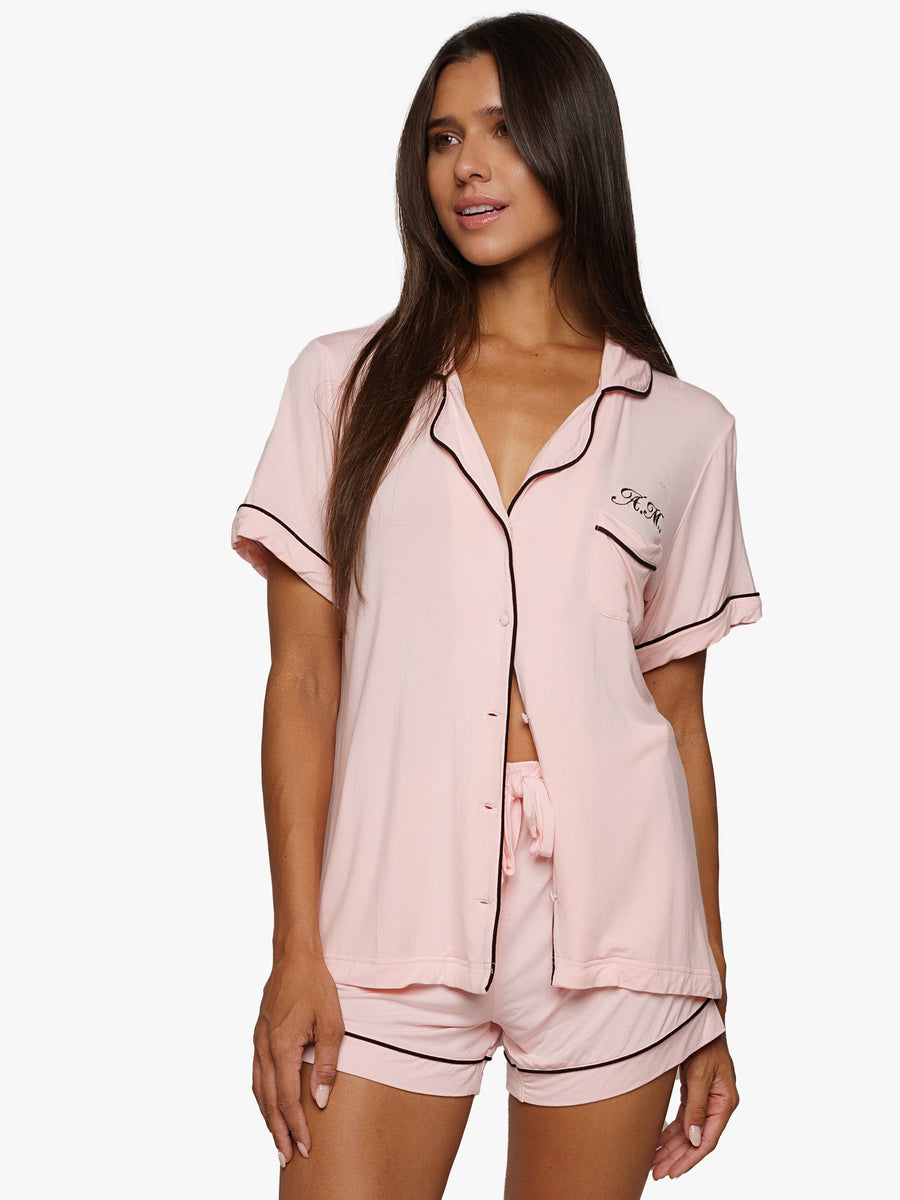 Pyjama Modal Roze Zwarte Bies – Le Olive